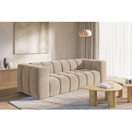 Big-Sofa HOMSY BY ANA JOHNSON "&raquo;L&laquo; BOUBELLE Design-Sofa mit Steppung, Bubble-Optik, Breite 246 cm", dunkelbeige, B:246cm H:75cm T:100cm, 100% Polyester, Sofas, Big-Sofa, 4-Sitzer mit Wellenunterfederung, L Sitztiefe 63 cm