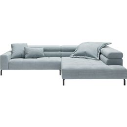 Ecksofa Home Affaire "Cleveland, L-Form, incl. Kopfteilverstellung, Breite 311 cm", blau (light, blau), B:311cm H:71cm T:219cm, 88% Polyester, 12% Polyacryl, Sofas, Ecksofa, ohne elektrischen Sitzvorzug