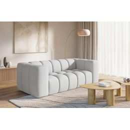 3-Sitzer HOMSY BY ANA JOHNSON "&raquo;L&laquo; BOUBELLE Design-Sofa, Bubble-Optik, Breite 217 cm", hellgrau, B:217cm H:75cm T:100cm, 100% Polyester, Sofas, hoher Sitzkomfort dank Wellenunterfederung, L Sitztiefe 63 cm