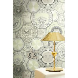 Vliestapete Versace "Versace 6 Art De La Table &ndash;", gr&uuml;n, B:0,7m H:0m L:10,05m, Vinyl, Vlies, Tapeten, Elegantes Ornamentdesign mit Metallic-Glanz & feiner Pr&auml;gung