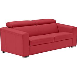 Schlafsofa Egoitaliano "Cabiria, Design und super Sitz- und Liegekomfort", rot (ruby), B:226cm H:97cm T:103cm, Sofas, Schlafsofa, Sofa inkl. Schlaffunktion, Kopfteile verstellbar, mit Metallf&uuml;&szlig;en