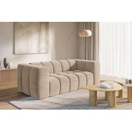 3-Sitzer HOMSY BY ANA JOHNSON "&raquo;L&laquo; BOUBELLE Design-Sofa, Bubble-Optik, Breite 217 cm", dunkelbeige, B:217cm H:75cm T:100cm, 100% Polyester, Sofas, hoher Sitzkomfort dank Wellenunterfederung, L Sitztiefe 63 cm