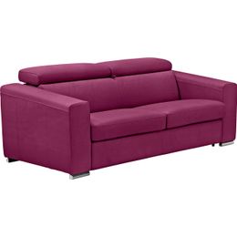 Schlafsofa Egoitaliano "Cabiria, Design und super Sitz- und Liegekomfort", pink (fuchsia), B:226cm H:97cm T:103cm, Sofas, Schlafsofa, Sofa inkl. Schlaffunktion, Kopfteile verstellbar, mit Metallf&uuml;&szlig;en