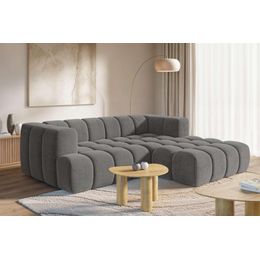 Ecksofa HOMSY BY ANA JOHNSON "&raquo;XL&laquo; BOUBELLE L-Form extra tief, Design: Bubble-Optik, Breite 247cm", anthrazit, B:247cm H:75cm T:191cm, 100% Polyester, Sofas, Ecksofa, hoher Sitzkomfort dank Wellenunterfederung, XL Sitztiefe 100 cm