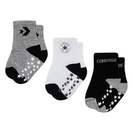 ABS-Socken Converse "CHN CNVS A/O STAR GRIPPER PACK", M&auml;dchen, Gr. 68-80, schwarz, Baumwollmischung, Socken, mit rutschhemmender Sohle, f&uuml;r Kinder, mit Elasthan