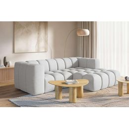 Ecksofa HOMSY BY ANA JOHNSON "&raquo;L&laquo; BOUBELLE L-Form, Design-Sofa, Bubble-Optik, Breite 247 cm", hellgrau, B:247cm H:75cm T:156cm, 100% Polyester, Sofas, Ecksofa, hoher Sitzkomfort dank Wellenunterfederung, L Sitztiefe 63 cm