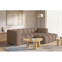 Ecksofa HOMSY BY ANA JOHNSON "&raquo;L&laquo; BOUBELLE L-Form, Design-Sofa, Bubble-Optik, Breite 247 cm", braun, B:247cm H:75cm T:156cm, 100% Polyester, Sofas, Ecksofa, hoher Sitzkomfort dank Wellenunterfederung, L Sitztiefe 63 cm