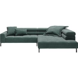 Ecksofa Home Affaire "Cleveland, L-Form, incl. Kopfteilverstellung, Breite 311 cm", gr&uuml;n, B:311cm H:71cm T:219cm, 88% Polyester, 12% Polyacryl, Sofas, Ecksofa, mit elektrischem Sitzvorzug im Hauptelement