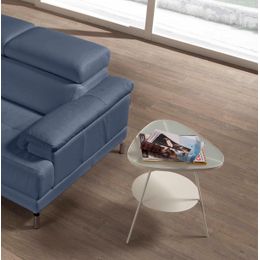 Ecksofa Egoitaliano "Soul, Design und Sitzkomfort auf hohem Niveau, tolle Details, L-Form", blau (tide), B:250cm H:99cm T:166cm, Leder &raquo;BULL&laquo; (echtes Rindsleder). Geschliffenes, pigmentiertes und behandeltes Rindsleder mit einer Dicke von 1, 3-1, 5 mm. Dieses Leder zeigt eine ziemlich weiche Hand mit einem halb undurchsichtigen Aussehen. Es handelt sich um ein gesch&uuml;tztes Leder. Eine leichte Decks