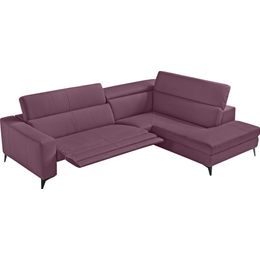 Ecksofa Egoitaliano "Edith, Designsofa mit hohem Sitzkomfort, Breite 269cm, L-Form", lila (violett), B:269cm H:96cm T:203cm, Leder &raquo;BULL&laquo; (echtes Rindsleder). Geschliffenes, pigmentiertes und behandeltes Rindsleder mit einer Dicke von 1, 3-1, 5 mm. Dieses Leder zeigt eine ziemlich weiche Hand mit einem halb undurchsichtigen Aussehen. Es handelt sich um ein gesch&uuml;tztes Leder. Eine leichte Deckschic