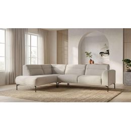 Ecksofa OTTO HOME "Nennor, weiches Chenille", latte, B:278cm H:78cm T:213cm, 100% polyester, Sofas, Ecksofa, Breite 278 cm, Wellenunterfederung, schwarze Metallf&uuml;&szlig;e