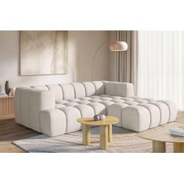 Ecksofa HOMSY BY ANA JOHNSON "&raquo;XL&laquo; BOUBELLE L-Form extra tief, Design: Bubble-Optik, Breite 247cm", beige, B:247cm H:75cm T:191cm, 100% Polyester, Sofas, Ecksofa, hoher Sitzkomfort dank Wellenunterfederung, XL Sitztiefe 100 cm