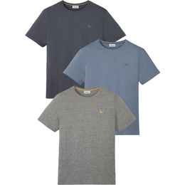 T-Shirt bonprix, Damen, Gr. 52/54 (L), blau (nachtblau, rauchblau, grau meliert), Obermaterial: 70% Baumwolle, 30% Viskose, regular fit, Shirts T-Shirt, Regular Fit, Kurzarm, f&uuml;r den Alltag, aus Baumwolle und Viskose