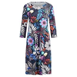 Peter Hahn - Jersey-Kleid mit Rundhals-Ausschnitt, blau, Gr. 36 / S