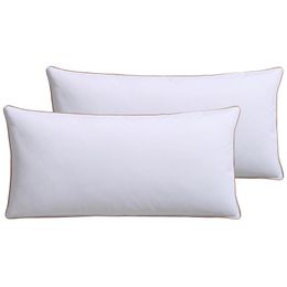 Federkopfkissen Ribeco "Ella", wei&szlig;, B:40cm L:80cm, Bezug: 100% Baumwolle. F&uuml;llung: 90% Entenfeder, 10% Entendaune, Kopfkissen, Feder & Daunenkissen zum Top-Preis