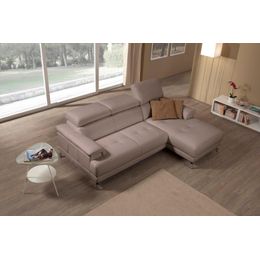Ecksofa Egoitaliano "Soul, Design und Sitzkomfort auf hohem Niveau, tolle Details, L-Form", beige (safari), B:250cm H:99cm T:166cm, Leder &raquo;BULL&laquo; (echtes Rindsleder). Geschliffenes, pigmentiertes und behandeltes Rindsleder mit einer Dicke von 1, 3-1, 5 mm. Dieses Leder zeigt eine ziemlich weiche Hand mit einem halb undurchsichtigen Aussehen. Es handelt sich um ein gesch&uuml;tztes Leder. Eine leichte De