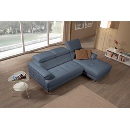Ecksofa Egoitaliano "Soul, Design und Sitzkomfort auf hohem Niveau, tolle Details, L-Form", grau (smoke), B:250cm H:99cm T:166cm, Leder &raquo;BULL&laquo; (echtes Rindsleder). Geschliffenes, pigmentiertes und behandeltes Rindsleder mit einer Dicke von 1, 3-1, 5 mm. Dieses Leder zeigt eine ziemlich weiche Hand mit einem halb undurchsichtigen Aussehen. Es handelt sich um ein gesch&uuml;tztes Leder. Eine leichte Deck