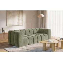 Big-Sofa HOMSY BY ANA JOHNSON "&raquo;L&laquo; BOUBELLE Design-Sofa mit Steppung, Bubble-Optik, Breite 246 cm", gr&uuml;n, B:246cm H:75cm T:100cm, 100% Polyester, Sofas, Big-Sofa, 4-Sitzer mit Wellenunterfederung, L Sitztiefe 63 cm