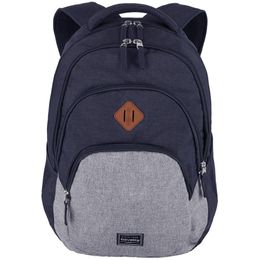 Laptoprucksack Travelite "BASICS Melange", Gr. B/H/T: 31cm x 45cm x 16cm, blau (marine), Polyester, Basic, Rucks&auml;cke Laptoprucksack, ideal f&uuml;r Freizeit, Arbeit, Schule und Reisen