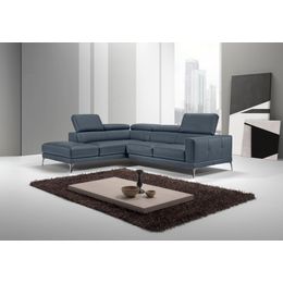 Ecksofa Egoitaliano "Claudie, Designsofa mit extrakomfortablem Sitzkomfort, L-Form", grau (smoke), B:268cm H:97cm T:226cm, Luxus-Microfaser (100% Polyester) Leder &raquo;BULL&laquo; (echtes Rindsleder). Geschliffenes, pigmentiertes und behandeltes Rindsleder mit einer Dicke von 1, 3-1, 5 mm. Dieses Leder zeigt eine ziemlich weiche Hand mit einem halb undurchsichtigen Aussehen. Es handelt sich um ein gesch&uuml;tzt
