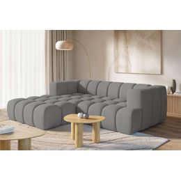 Ecksofa HOMSY BY ANA JOHNSON "&raquo;XL&laquo; BOUBELLE L-Form extra tief, Design: Bubble-Optik, Breite 247cm", dunkelgrau, B:247cm H:75cm T:191cm, 100% Polyester, Sofas, Ecksofa, hoher Sitzkomfort dank Wellenunterfederung, XL Sitztiefe 100 cm