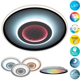 OTTO HOME LED Deckenleuchte "Kessara", wei&szlig; (wei&szlig; schwarz), 1, &Oslash; 50cm H: 6cm, 1 Stk., Leuchten, Mond (Mondstruktur), inkl. CCT, RGB Memory, Nachtlicht, Fernbedienung, LED Deckenleuchte