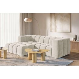 Ecksofa HOMSY BY ANA JOHNSON "&raquo;L&laquo; BOUBELLE L-Form, Design-Sofa, Bubble-Optik, Breite 247 cm", beige, B:247cm H:75cm T:156cm, 100% Polyester, Sofas, Ecksofa, hoher Sitzkomfort dank Wellenunterfederung, L Sitztiefe 63 cm