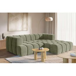 Ecksofa HOMSY BY ANA JOHNSON "&raquo;XL&laquo; BOUBELLE L-Form extra tief, Design: Bubble-Optik, Breite 247cm", gr&uuml;n, B:247cm H:75cm T:191cm, 100% Polyester, Sofas, Ecksofa, hoher Sitzkomfort dank Wellenunterfederung, XL Sitztiefe 100 cm