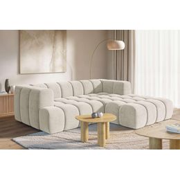 Ecksofa HOMSY BY ANA JOHNSON "&raquo;XL&laquo; BOUBELLE L-Form extra tief, Design: Bubble-Optik, Breite 247cm", beige, B:247cm H:75cm T:191cm, 100% Polyester, Sofas, Ecksofa, hoher Sitzkomfort dank Wellenunterfederung, XL Sitztiefe 100 cm