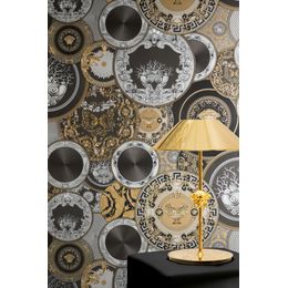 Vliestapete Versace "Versace 6 Art De La Table &ndash;", schwarz, B:0,7m H:0m L:10,05m, Vinyl, Vlies, Tapeten, Elegantes Ornamentdesign mit Metallic-Glanz & feiner Pr&auml;gung