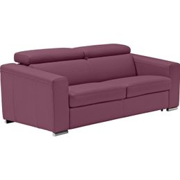 Schlafsofa Egoitaliano "Cabiria, Design und super Sitz- und Liegekomfort", lila (violett), B:226cm H:97cm T:103cm, Sofas, Schlafsofa, Sofa inkl. Schlaffunktion, Kopfteile verstellbar, mit Metallf&uuml;&szlig;en