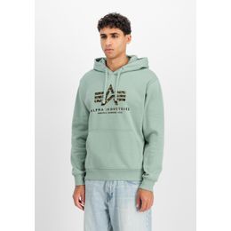 Hoodie Alpha Industries "Basic Hoodie BL Effect Print", Herren, Gr. XXL, frost gr&uuml;n, Obermaterial: 80% Baumwolle, 20% Polyester, regular fit, Sweatshirts Hoodie