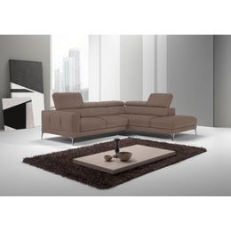Ecksofa Egoitaliano "Claudie, Designsofa mit extrakomfortablem Sitzkomfort, L-Form", braun (mud), B:268cm H:97cm T:226cm, Luxus-Microfaser (100% Polyester) Leder &raquo;BULL&laquo; (echtes Rindsleder). Geschliffenes, pigmentiertes und behandeltes Rindsleder mit einer Dicke von 1, 3-1, 5 mm. Dieses Leder zeigt eine ziemlich weiche Hand mit einem halb undurchsichtigen Aussehen. Es handelt sich um ein gesch&uuml;tzte