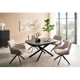 Esstisch Home Affaire "VETRO", schwarz, schwarz, schwarz, B:140cm H:77cm T:90cm, Tische, Esstisch