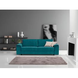 2,5-Sitzer Egoitaliano "Cecilia, modern & elegant, erstklassiger Sitzkomfort, Breite 234cm", blau (teal), B:234cm H:85cm T:102cm, Sofas, mit verchromten Metallf&uuml;&szlig;en