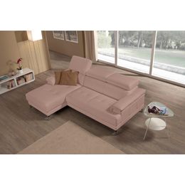 Ecksofa Egoitaliano "Soul, Design und Sitzkomfort auf hohem Niveau, tolle Details, L-Form", rosa (millenium rose), B:250cm H:99cm T:166cm, Leder &raquo;BULL&laquo; (echtes Rindsleder). Geschliffenes, pigmentiertes und behandeltes Rindsleder mit einer Dicke von 1, 3-1, 5 mm. Dieses Leder zeigt eine ziemlich weiche Hand mit einem halb undurchsichtigen Aussehen. Es handelt sich um ein gesch&uuml;tztes Leder. Eine lei