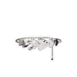 Ketteng&uuml;rtel Tamaris "Dolly Silver", Damen, silber (silber shiny), Materialmix, unifarben, festlich, G&uuml;rtel, Vorne 6 cm breit mit geh&auml;mmerten Herzen, individuell verstellbar