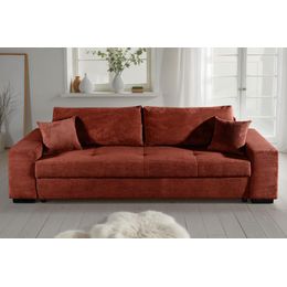 Schlafsofa Collection AB "Kreta, B: 248 cm, Liegefl. 137x195 cm", terracotta, B:248cm H:43cm T:87cm, 100%Polyester, Sofas, Schlafsofa, Bettfunktion, Bettkasten & 2 Zierkissen, optional mit Topper