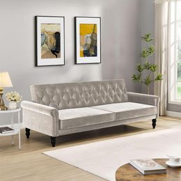 Schlafsofa DOREL HOME "Tyne", beige (taupe), B:222cm H:82cm T:83cm, 100% Polyester, Sofas, Schlafsofa