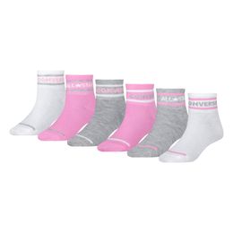 Sportsocken Converse "CHN BASIC WORDMARK QTR 6PK", M&auml;dchen, Gr. 38/40 (11), Converse pink, Obermaterial: 97% Polyester, 3% Elasthan, Socken Sportsocken, f&uuml;r Kinder und Jugendliche, mit Elasthan-Anteil, im 6er-Pack
