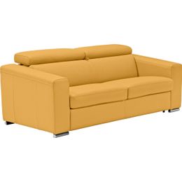 Schlafsofa Egoitaliano "Cabiria, Design und super Sitz- und Liegekomfort", gelb, B:226cm H:97cm T:103cm, Sofas, Schlafsofa, Sofa inkl. Schlaffunktion, Kopfteile verstellbar, mit Metallf&uuml;&szlig;en