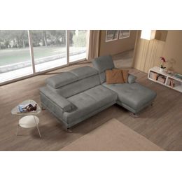 Ecksofa Egoitaliano "Soul, Design und Sitzkomfort auf hohem Niveau, tolle Details, L-Form", grau (steingrau), B:250cm H:99cm T:166cm, Luxus-Micofaser Lederoptik (100% Polyester) ist ein neues technisches Gewebe mit einem visuellen und taktilen Aspekt, der dem Nubuk sehr nahe kommt, mit innovativen Eigenschaften. Seine au&szlig;erordentliche Weichheit kommt von einem exklusiven Produktionsprozess, der Un