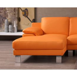 Ecksofa Egoitaliano "Shakira, Design & Sitzkomfort auf hohem Niveau, Breite 236cm, L-Form", orange, B:236cm H:84cm T:152cm, Leder &raquo;BULL&laquo; (echtes Rindsleder). Geschliffenes, pigmentiertes und behandeltes Rindsleder mit einer Dicke von 1, 3-1, 5 mm. Dieses Leder zeigt eine ziemlich weiche Hand mit einem halb undurchsichtigen Aussehen. Es handelt sich um ein gesch&uuml;tztes Leder. Eine leichte Deckschich