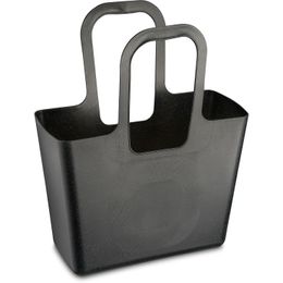 Einkaufsshopper Koziol "TASCHE XL", schwarz (coal), B:44cm H:54cm T:21,5cm, Kunststoff, Einkaufsk&ouml;rbe, Einkaufsshopper, Kunststoff