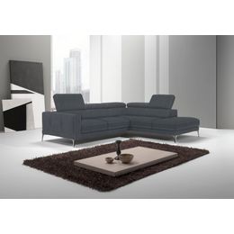 Ecksofa Egoitaliano "Claudie, Designsofa mit extrakomfortablem Sitzkomfort, L-Form", grau (charcoal), B:268cm H:97cm T:226cm, Luxus-Microfaser (100% Polyester) Leder &raquo;BULL&laquo; (echtes Rindsleder). Geschliffenes, pigmentiertes und behandeltes Rindsleder mit einer Dicke von 1, 3-1, 5 mm. Dieses Leder zeigt eine ziemlich weiche Hand mit einem halb undurchsichtigen Aussehen. Es handelt sich um ein gesch&uuml;