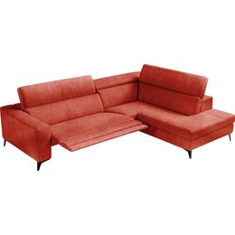 Ecksofa Egoitaliano "Edith, Designsofa mit hohem Sitzkomfort, Breite 269cm, L-Form", rot (marsala), B:269cm H:96cm T:203cm, Luxus-Micofaser Lederoptik (100% Polyester) ist ein neues technisches Gewebe mit einem visuellen und taktilen Aspekt, der dem Nubuk sehr nahe kommt, mit innovativen Eigenschaften. Seine au&szlig;erordentliche Weichheit kommt von einem exklusiven Produktionsprozess, der Unreinheiten
