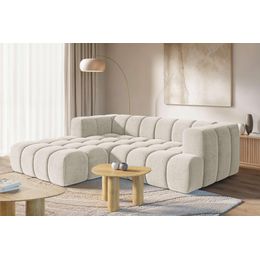 Ecksofa HOMSY BY ANA JOHNSON "&raquo;XL&laquo; BOUBELLE L-Form extra tief, Design: Bubble-Optik, Breite 247cm", beige, B:247cm H:75cm T:191cm, 100% Polyester, Sofas, Ecksofa, hoher Sitzkomfort dank Wellenunterfederung, XL Sitztiefe 100 cm