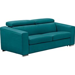 Schlafsofa Egoitaliano "Cabiria, Design und super Sitz- und Liegekomfort", bunt (blaur&uuml;n), B:226cm H:97cm T:103cm, Sofas, Schlafsofa, Sofa inkl. Schlaffunktion, Kopfteile verstellbar, mit Metallf&uuml;&szlig;en