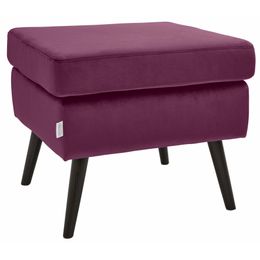 Hocker Home Affaire "Salla", lila (aubergine), B:58cm H:49cm T:58cm, Samtcord (92% Polyester 8% Polyamid);Struktur (100% Polyester);Struktur Hahnentritt (100% Polyester);Struktur fein (100% POlyester);Samtoptik (100% Polyester);Fellimitat (100%Polyester), Hocker, Fu&szlig;hocker Sitzhocker, Bezug auch in Luxus-Microfaser in Teddyfelloptik