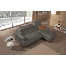 Ecksofa Egoitaliano "Soul, Design und Sitzkomfort auf hohem Niveau, tolle Details, L-Form", grau (graphit), B:250cm H:99cm T:166cm, Leder &raquo;BULL&laquo; (echtes Rindsleder). Geschliffenes, pigmentiertes und behandeltes Rindsleder mit einer Dicke von 1, 3-1, 5 mm. Dieses Leder zeigt eine ziemlich weiche Hand mit einem halb undurchsichtigen Aussehen. Es handelt sich um ein gesch&uuml;tztes Leder. Eine leichte De